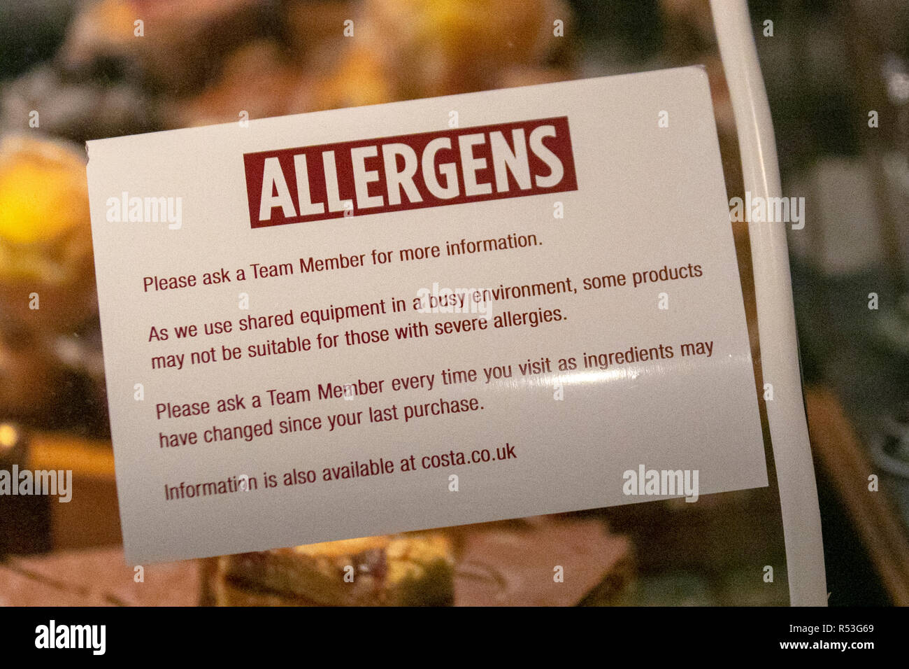 Allergens information hi-res stock photography and images - Alamy