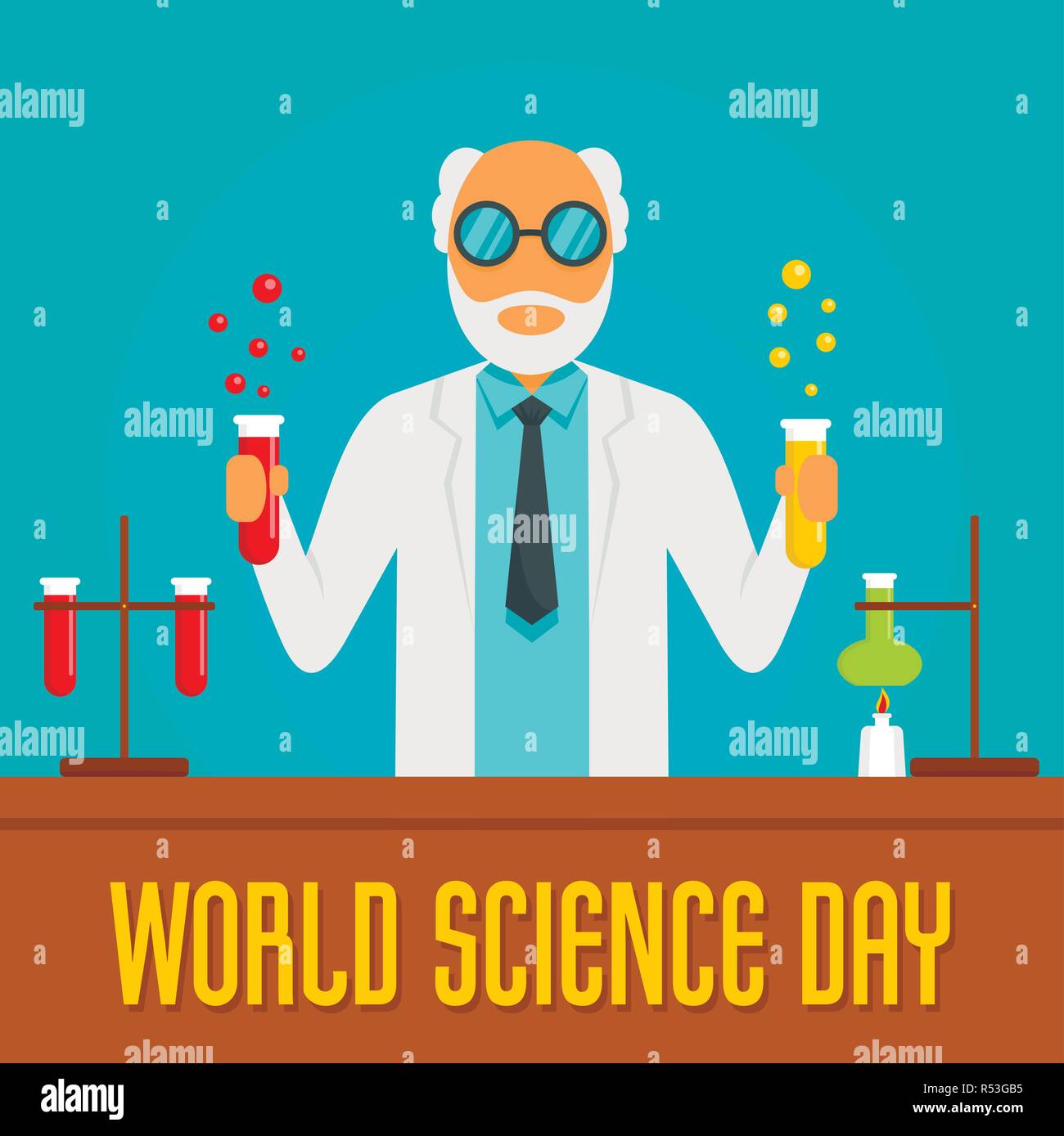 Science day concept background. Flat illustration of science day vector ...