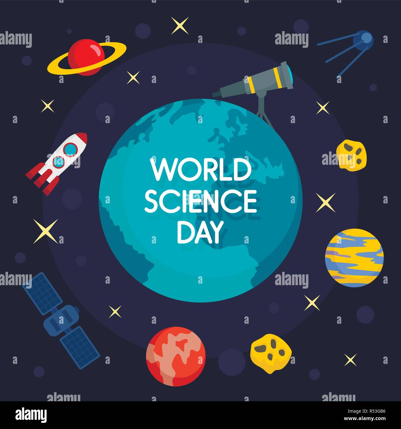 Global science day concept background. Flat illustration of global ...