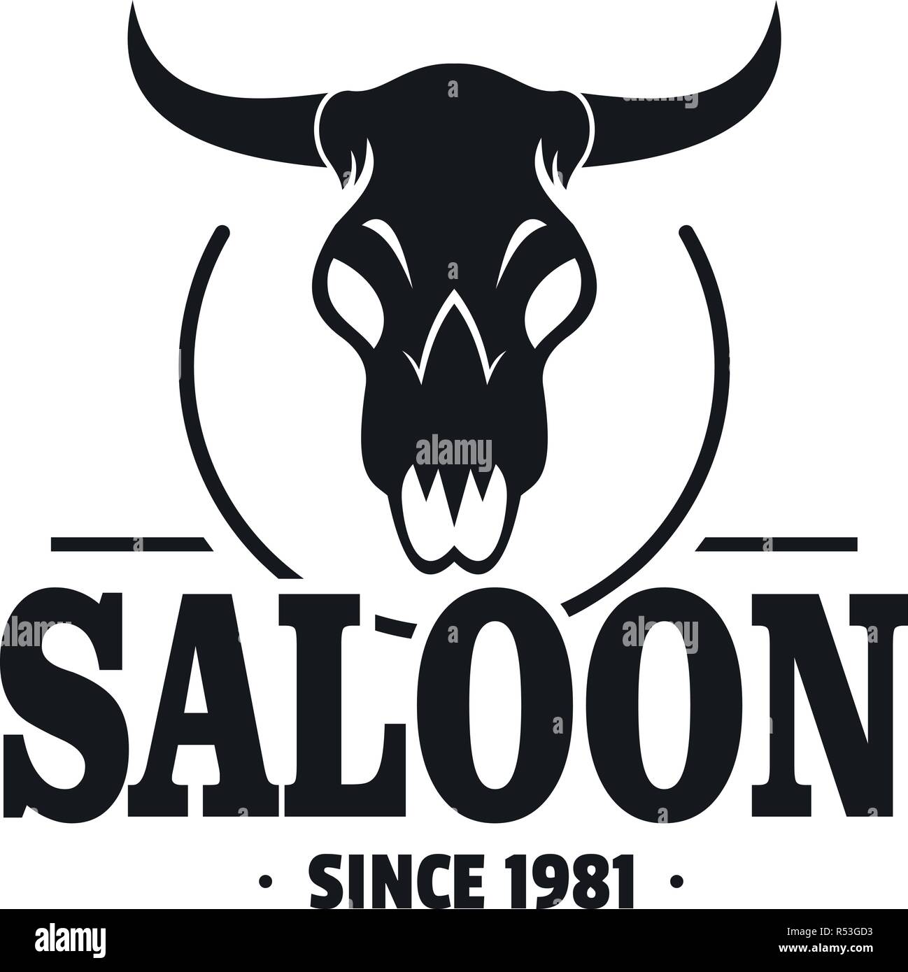 Skull saloon logo. Simple illustration of skull saloon vector logo for ...