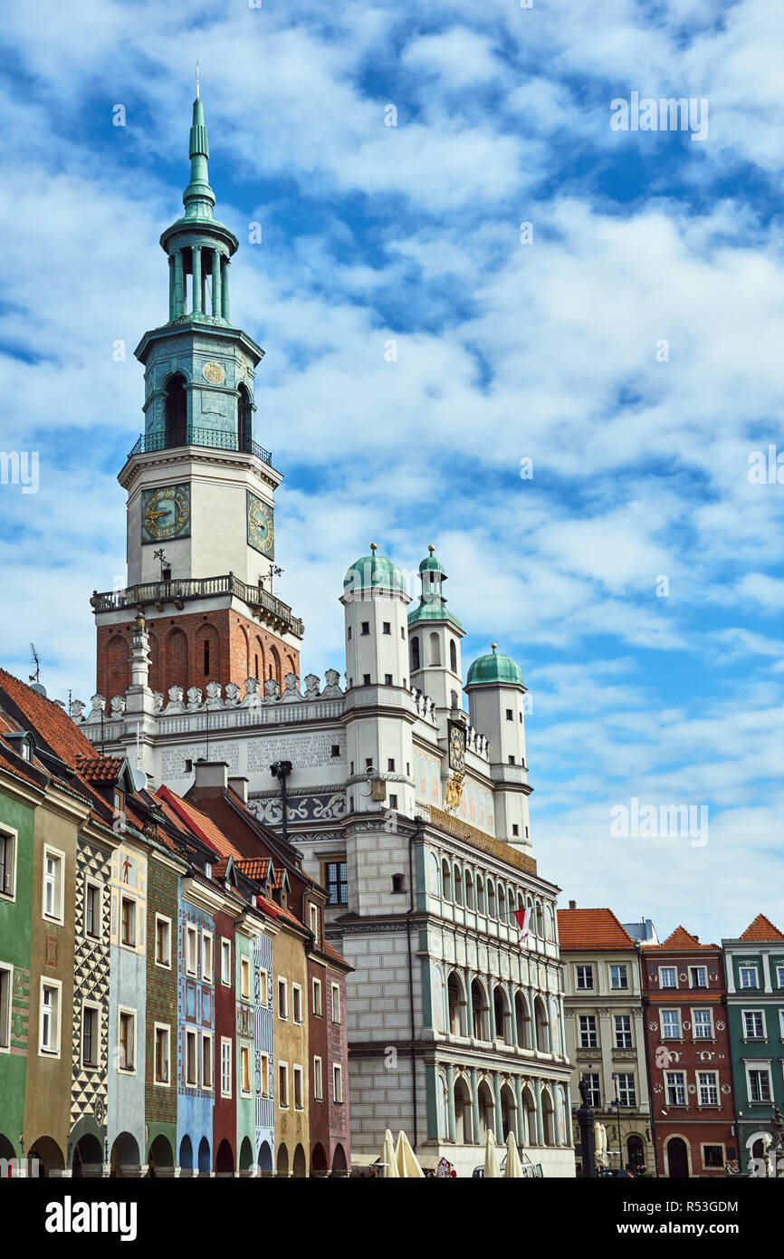 Renaissance town hall tower with clock in Poznan Stock Photo - Alamy