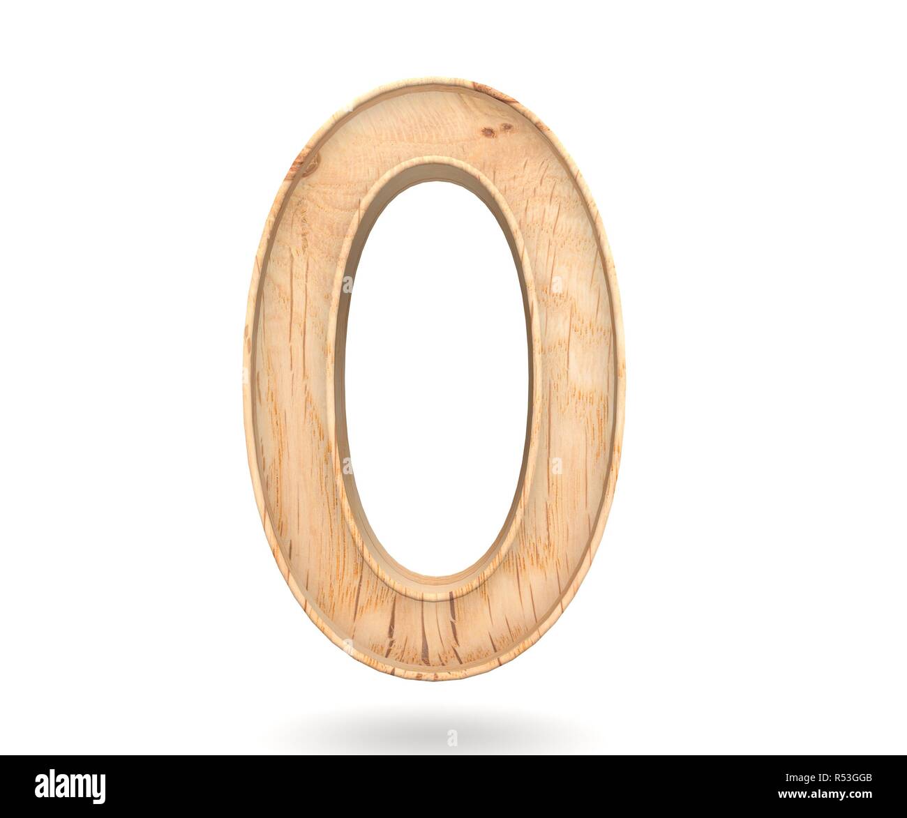 Decorative wooden alphabet digit zero symbol - 0. 3d rendering ...
