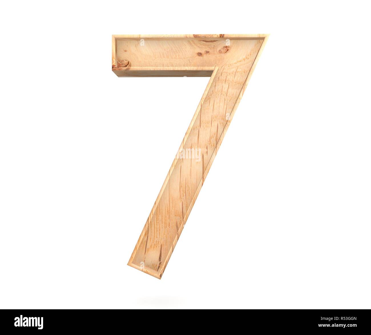 Decorative wooden alphabet digit seven symbol - 7. 3d rendering ...
