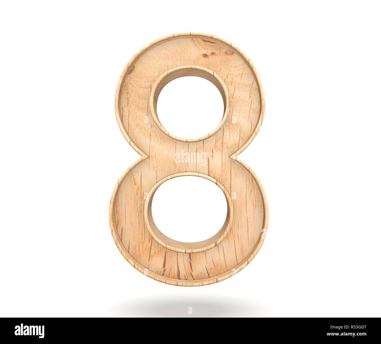 Decorative wooden alphabet digit eight symbol - 8. 3d rendering ...