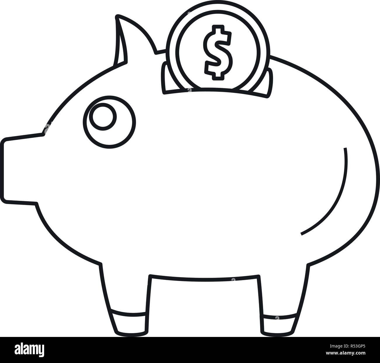 Piggy bank icon. Outline piggy bank vector icon for web design isolated ...