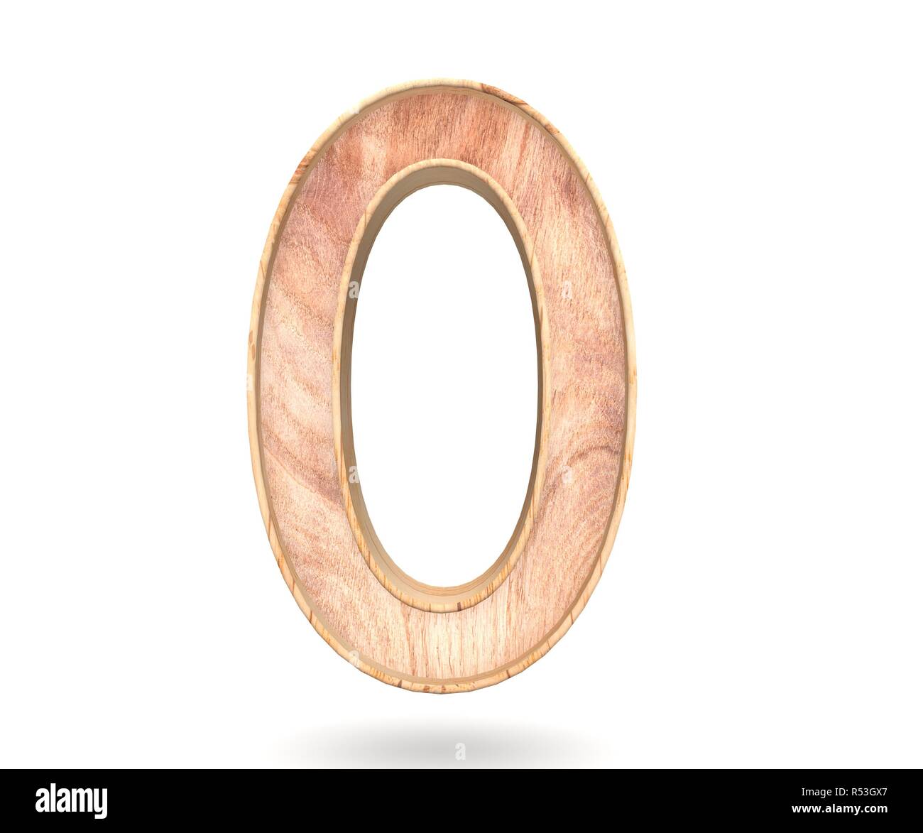 Decorative wooden alphabet digit zero symbol - 0. 3d rendering ...