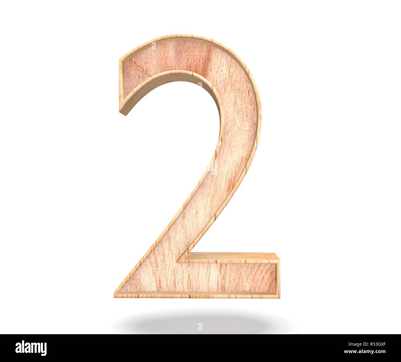 Decorative wooden alphabet digit two symbol - 2. 3d rendering ...