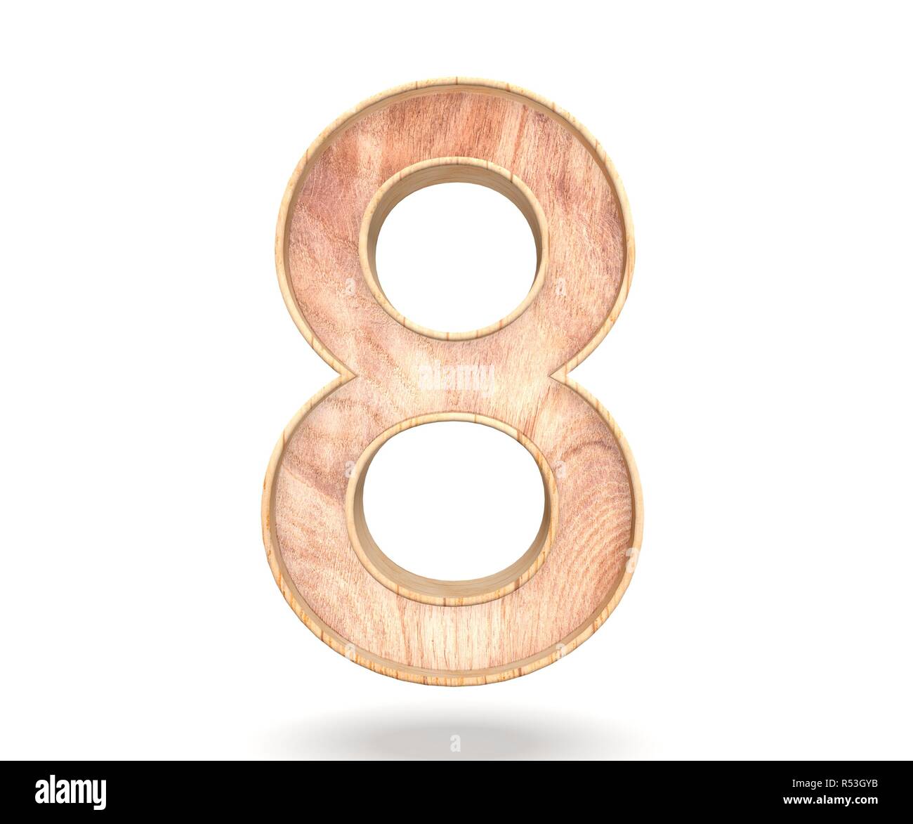 Decorative wooden alphabet digit eight symbol - 8. 3d rendering ...