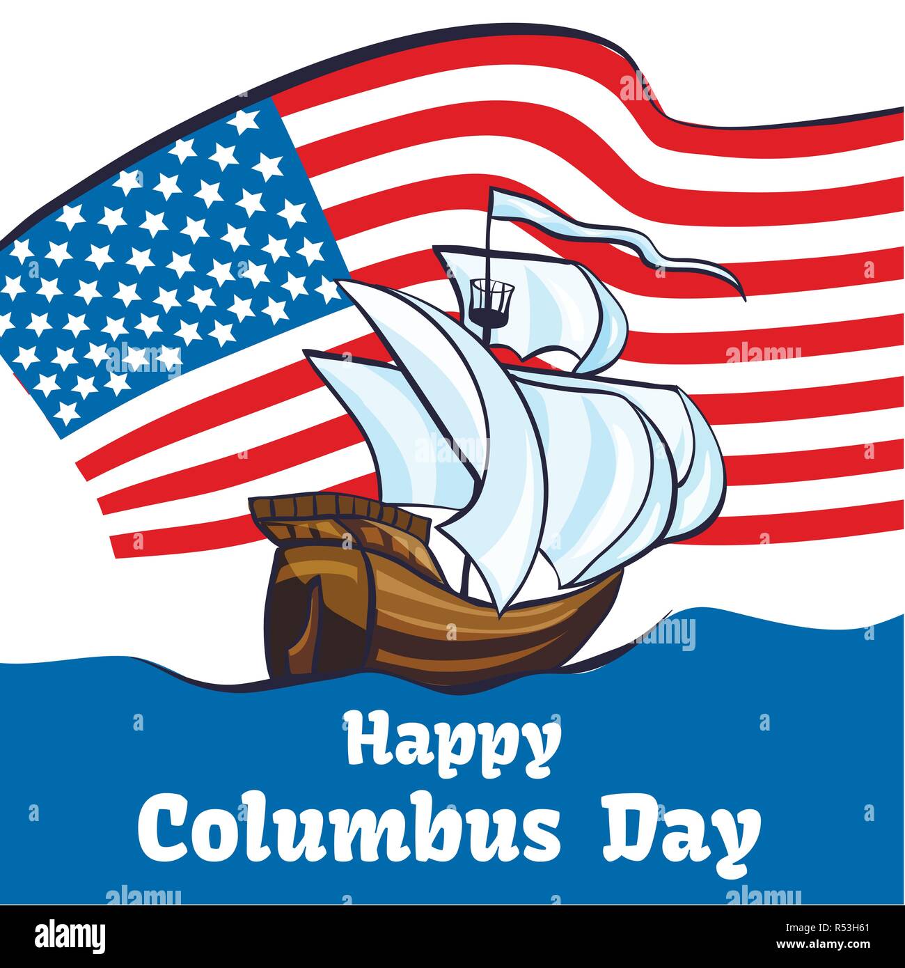 Columbus day concept banner. Cartoon illustration of columbus day ...