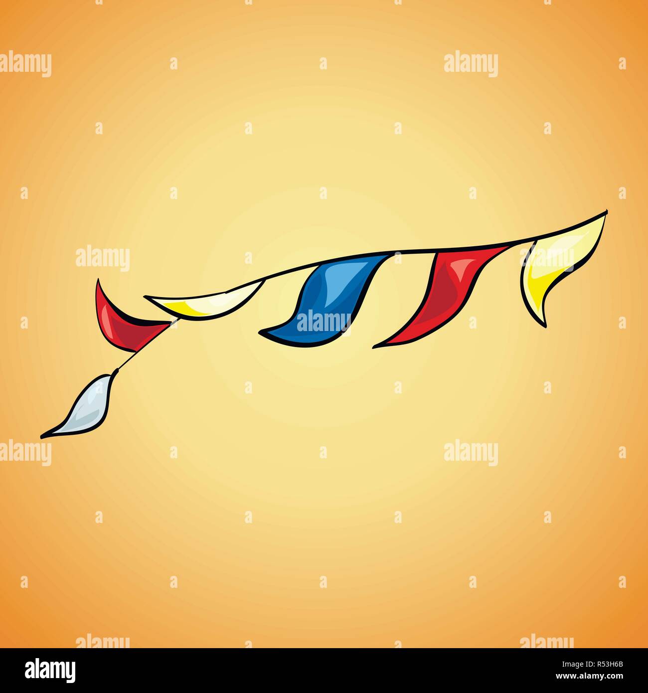 Colorful flags line icon. Cartoon of colorful flags line vector icon ...