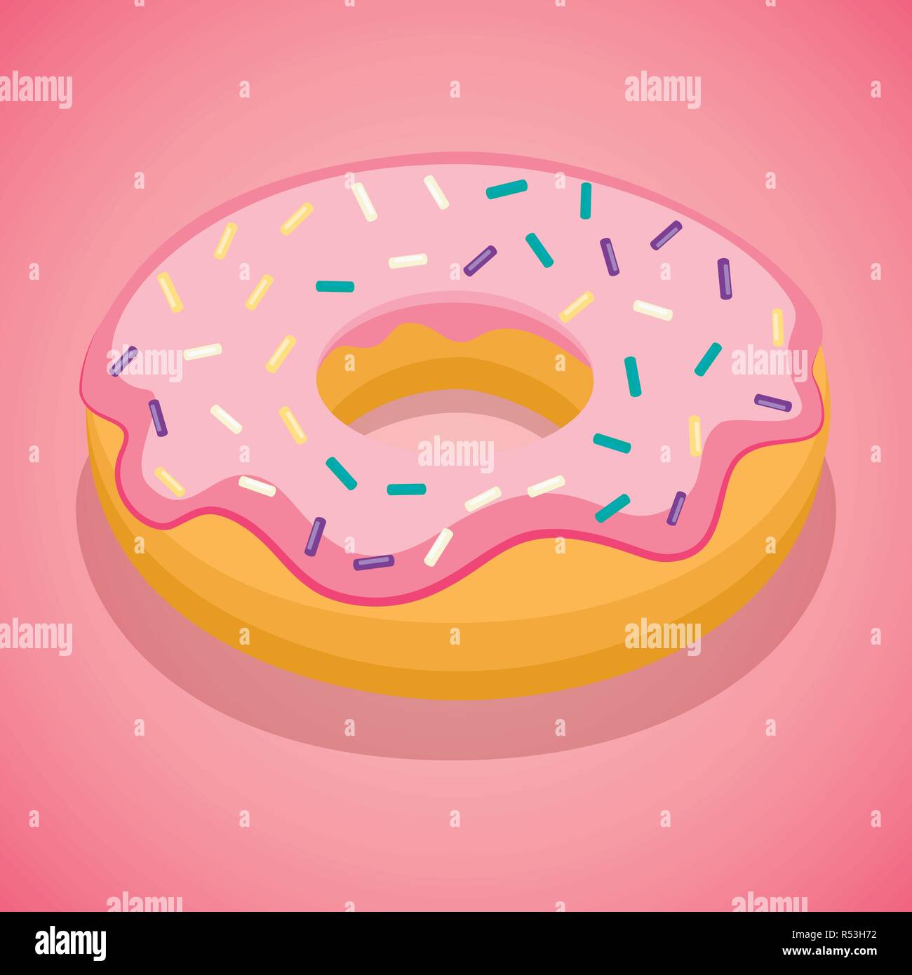 Pink donut icon. Isometric of pink donut vector icon for web design ...