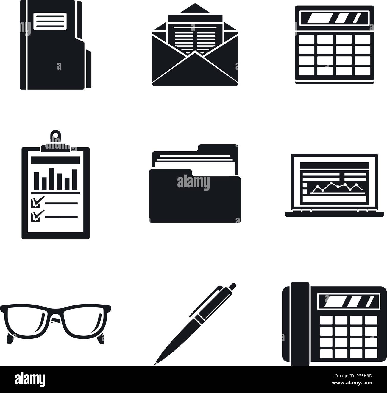 Accounting day icon set. Simple set of accounting day vector icons for ...