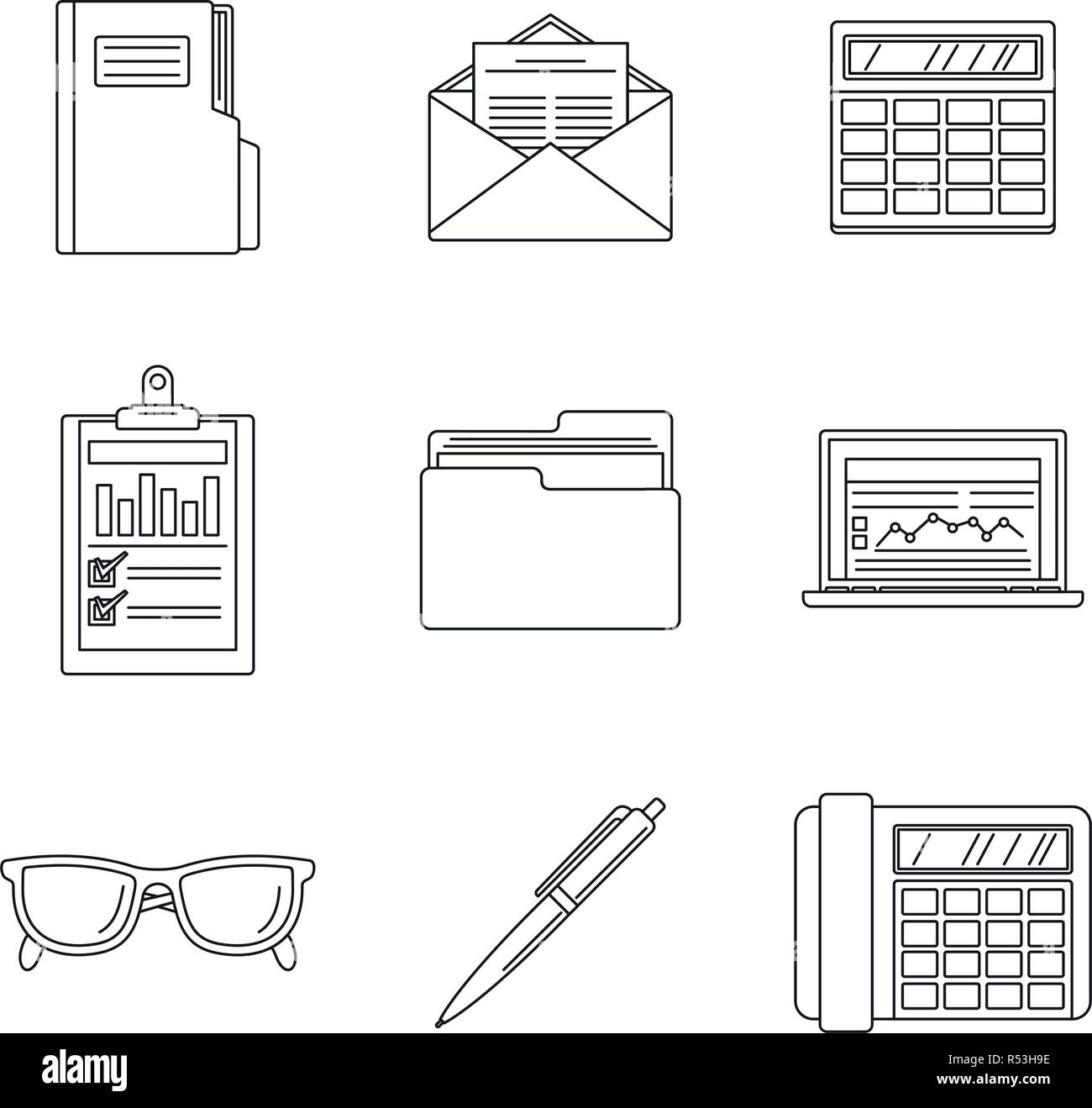 International accounting day icon set. Outline set of international ...