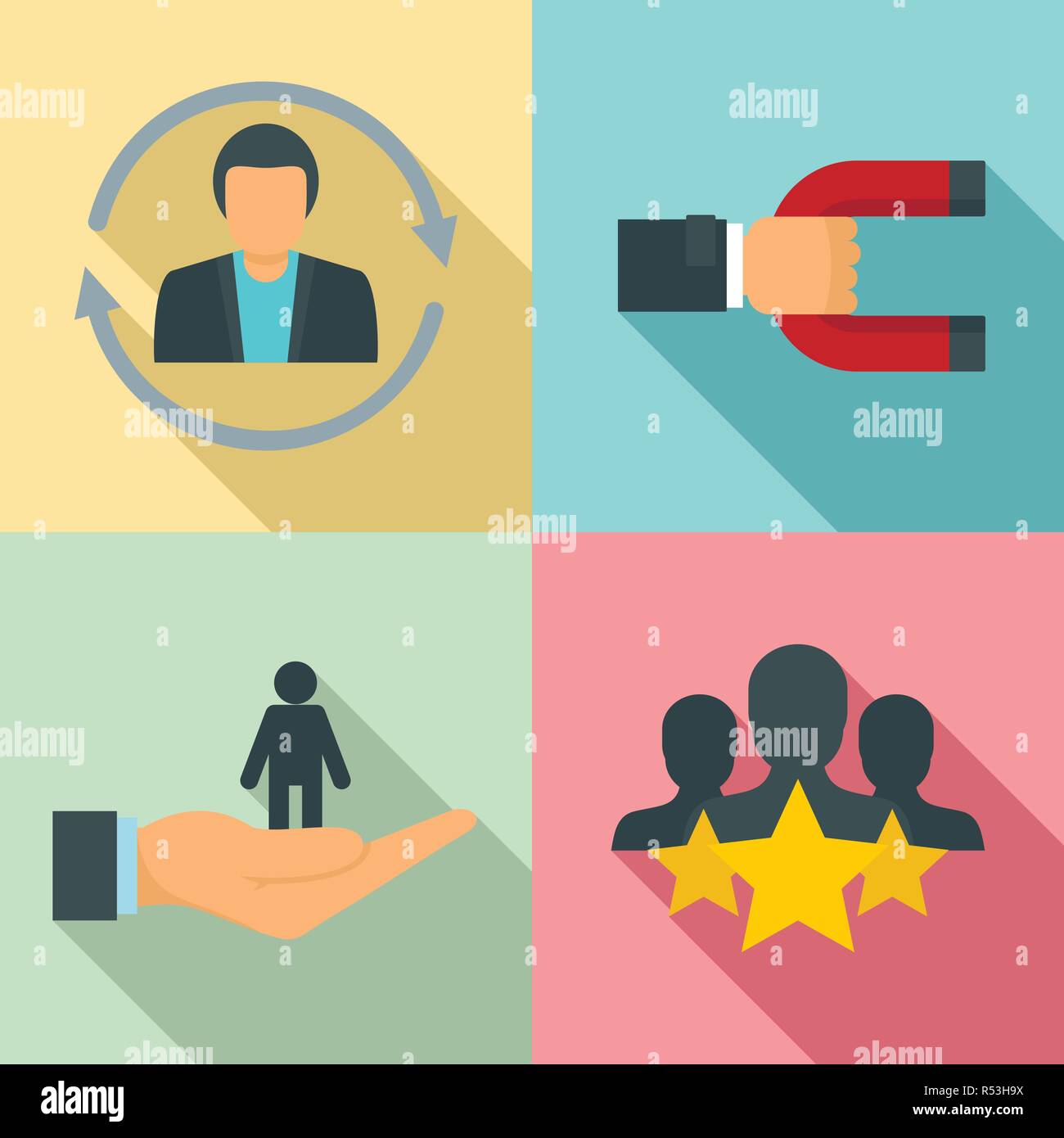Customer retention icon set. Flat set of customer retention vector ...