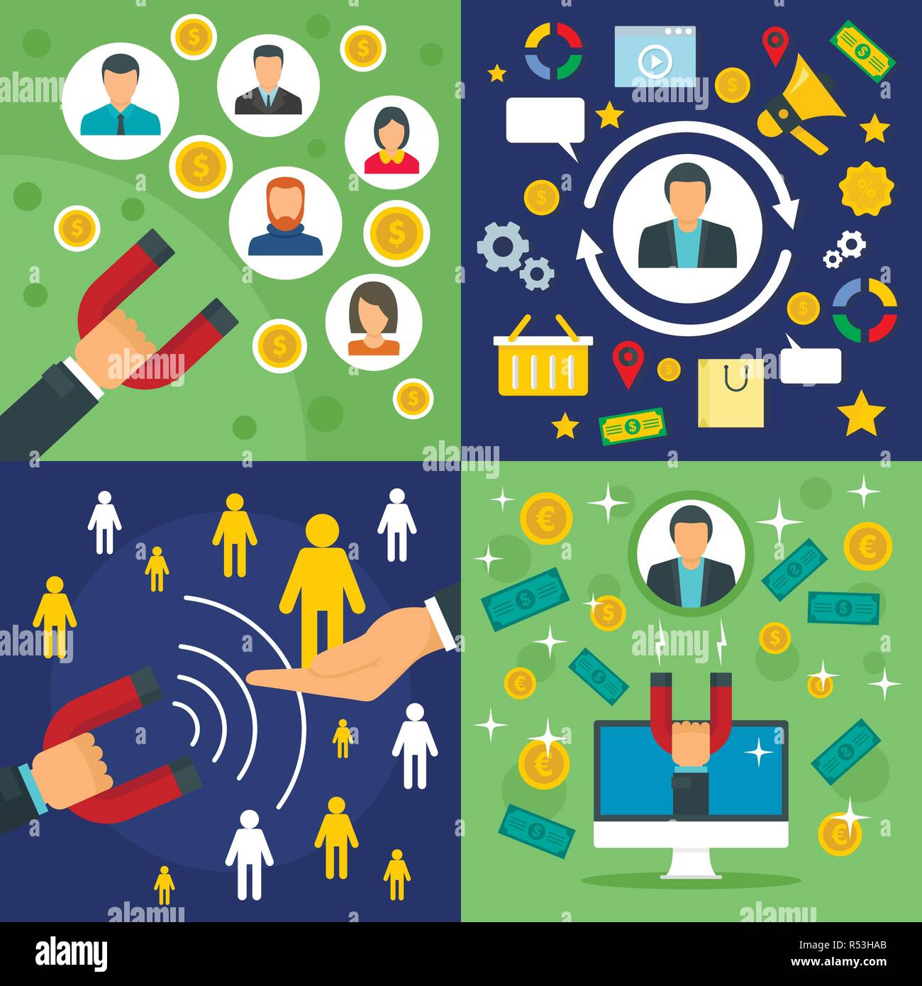 Client strategy banner set. Flat illustration of client strategy vector ...