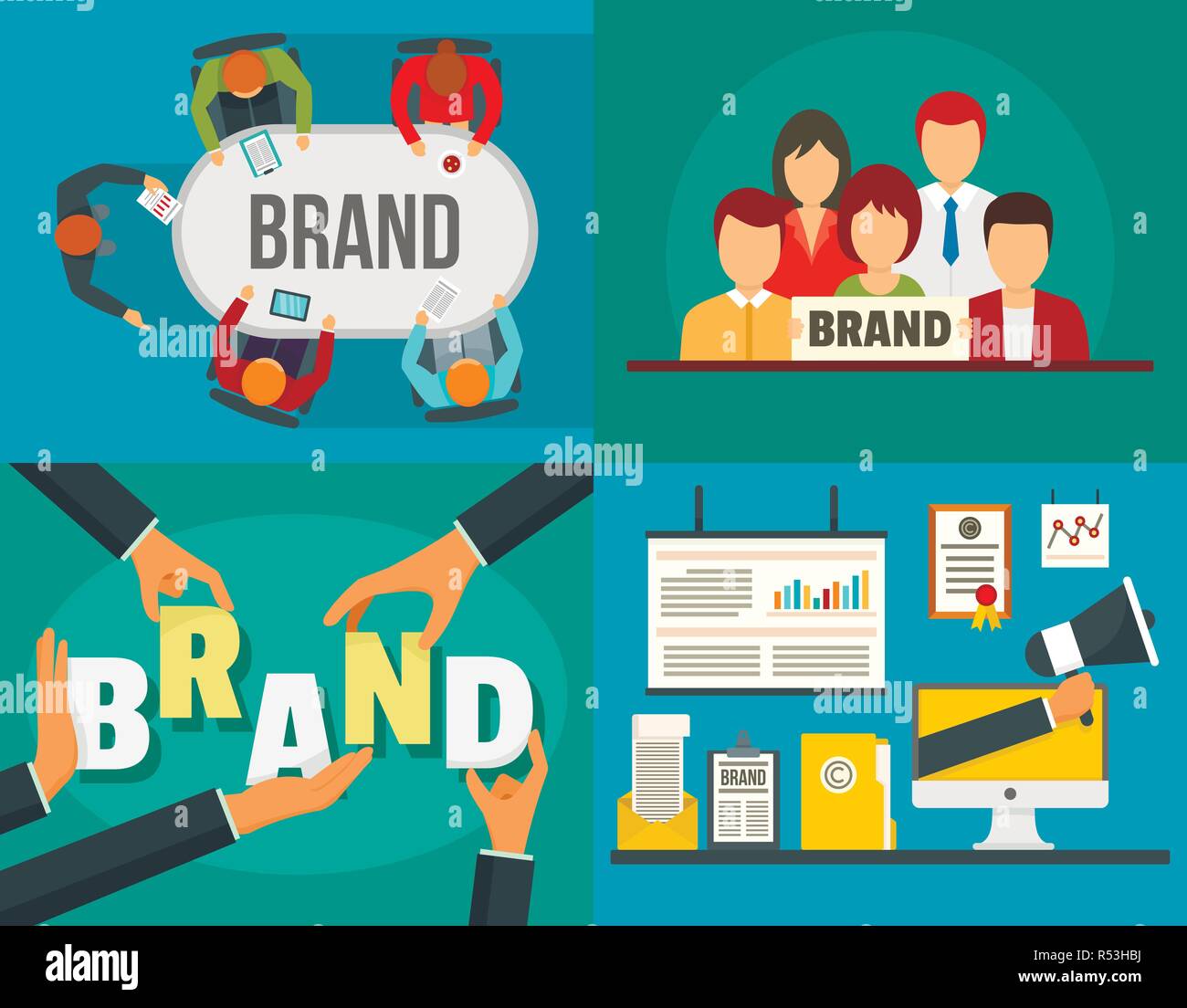 Brand identity banner set. Flat illustration of brand identity vector ...