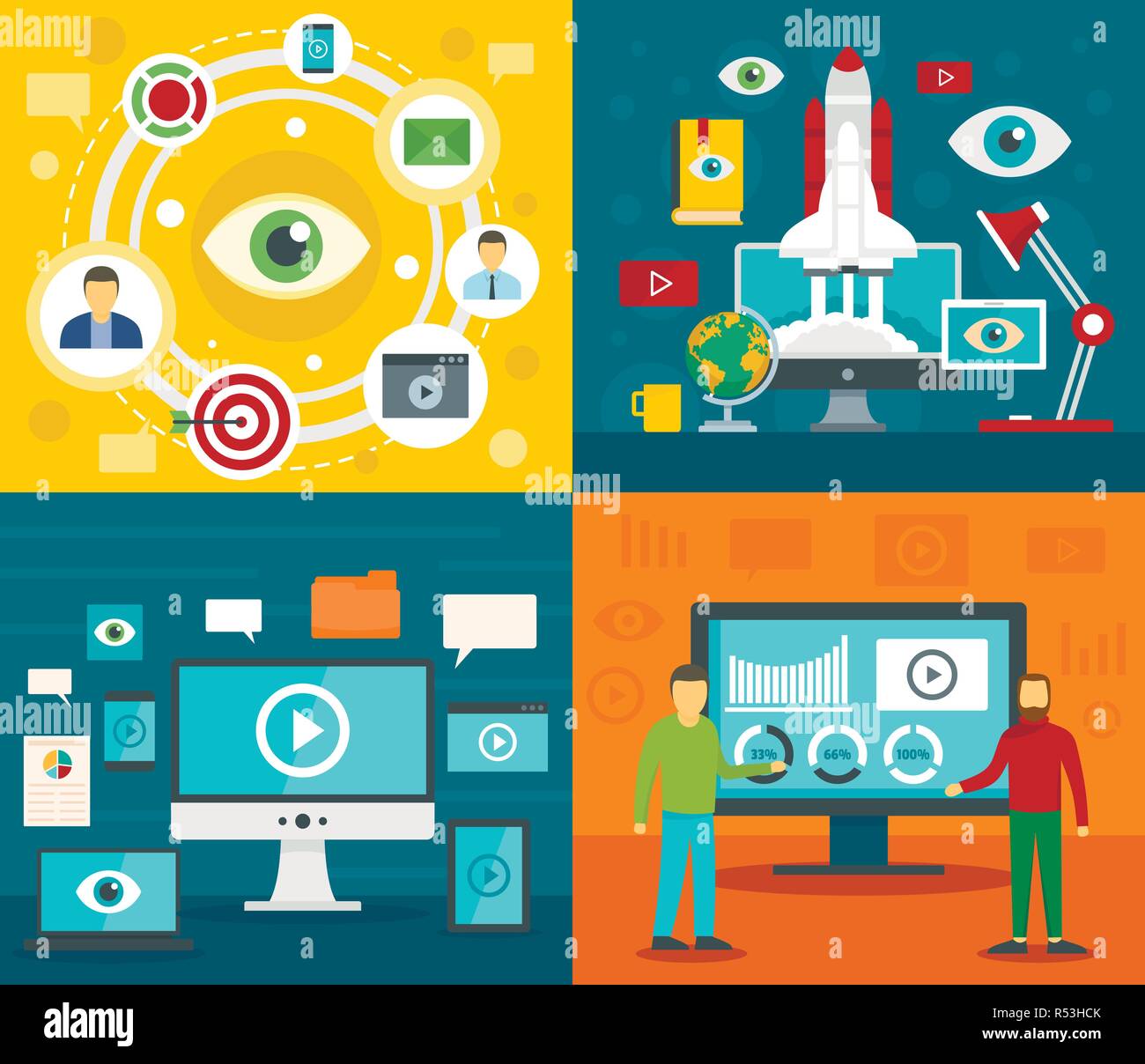 Visualization banner set. Flat illustration of visualization vector ...