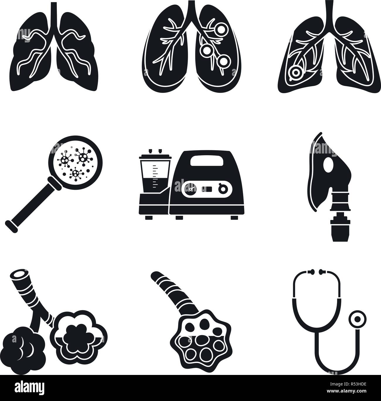 Pneumonia day icon set. Simple set of pneumonia day vector icons for ...