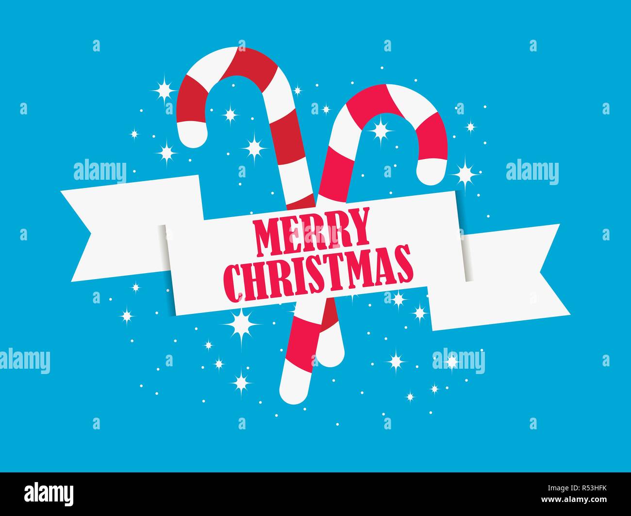 Christmas candy cane with ribbon and snowflakes. Red and white colors ...