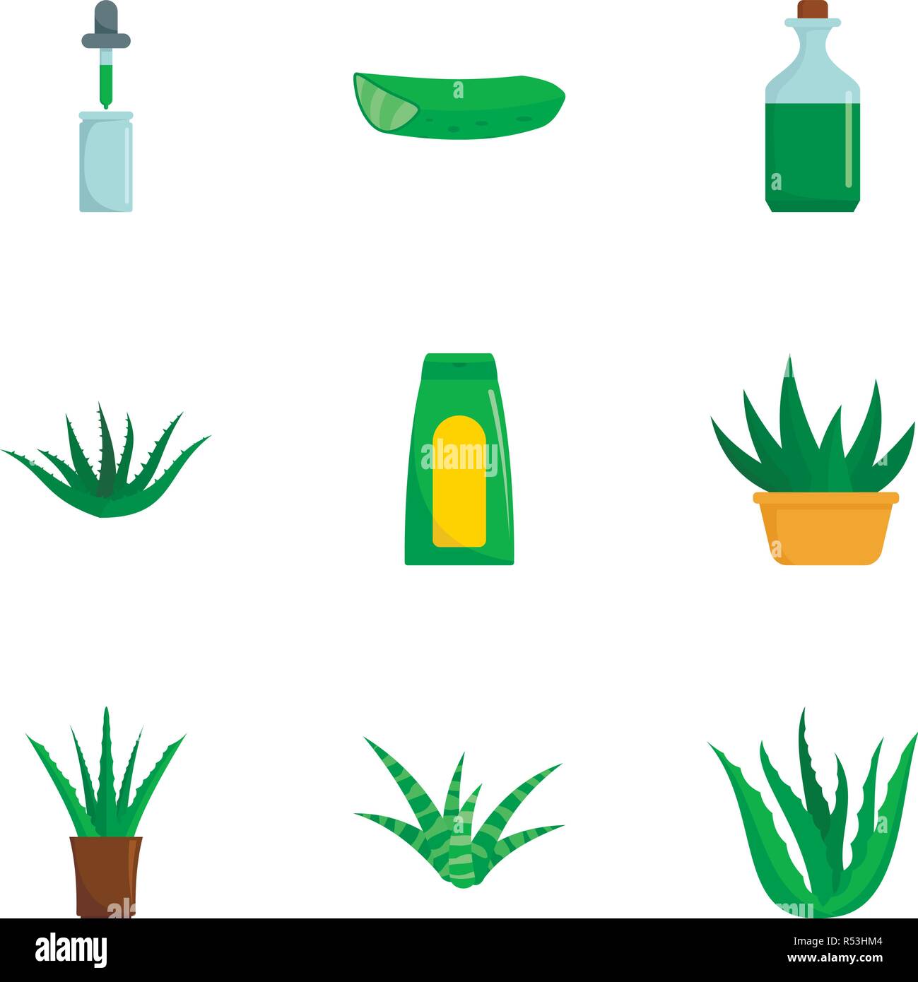 Aloe icon set. Flat set of 9 aloe vector icons for web design Stock ...