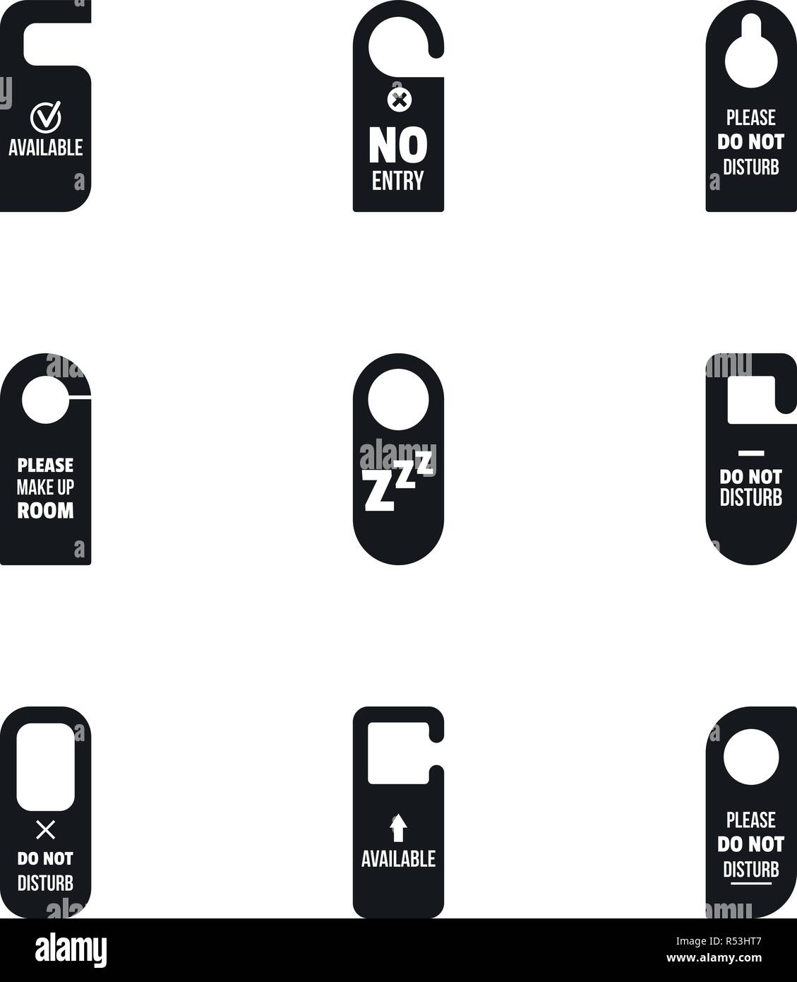 Door hanger icon set. Simple set of 9 door hanger vector icons for web ...