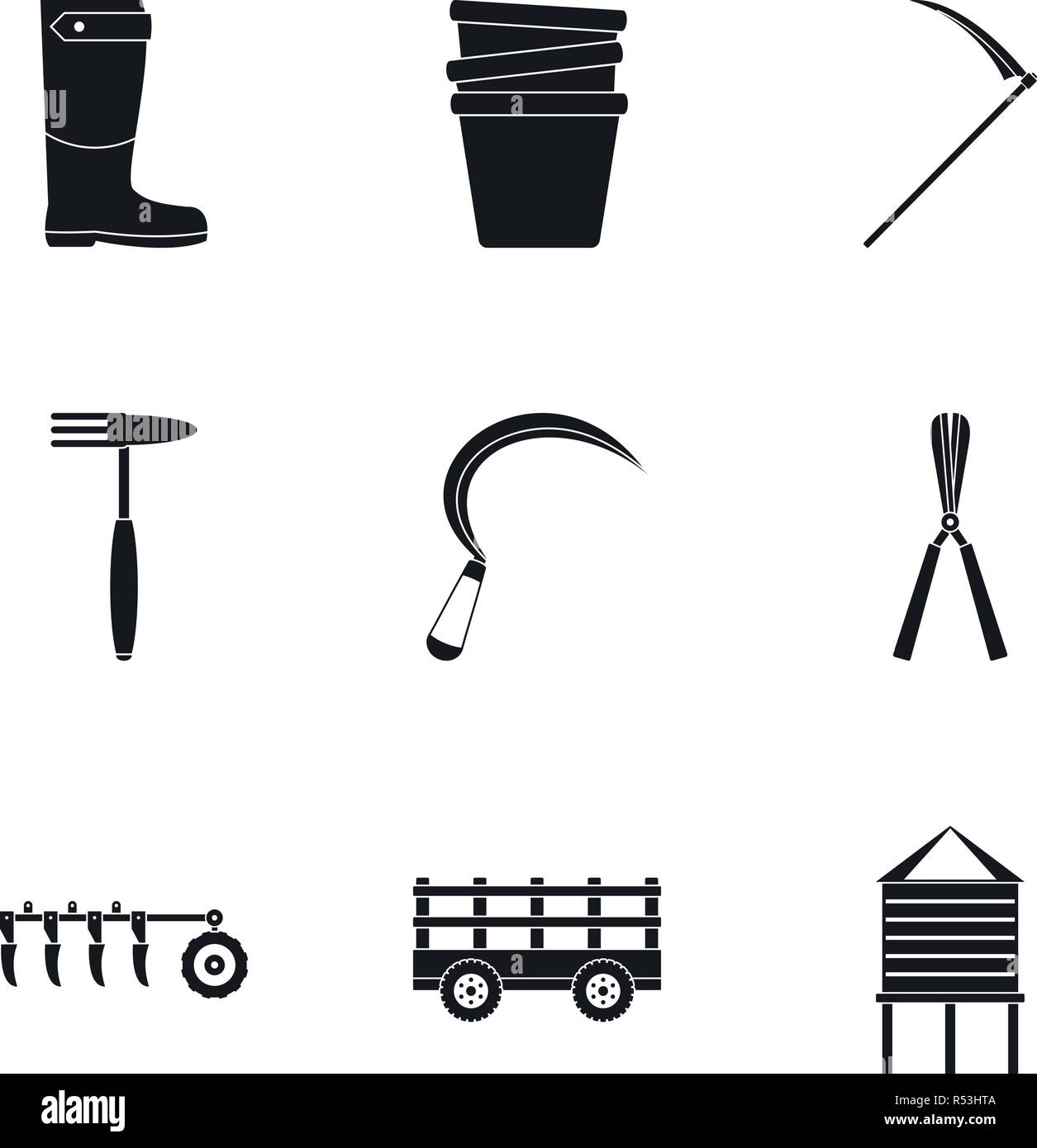 Farm icon set. Simple set of 9 farm vector icons for web design on ...