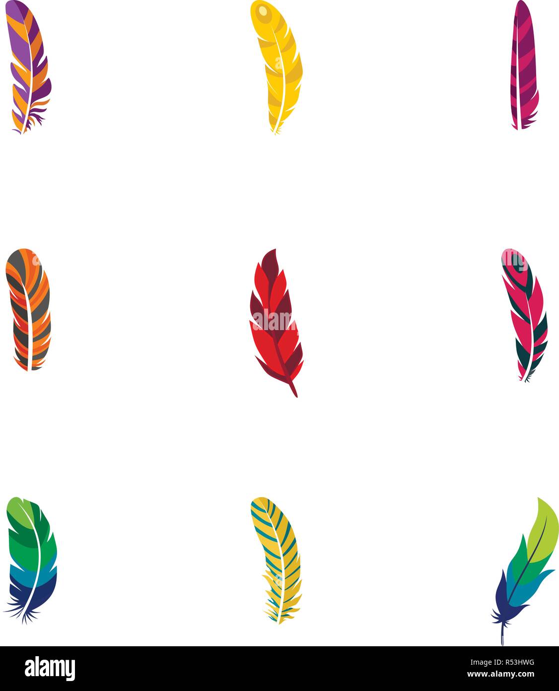 Feather icon set. Flat set of 9 feather vector icons for web design ...