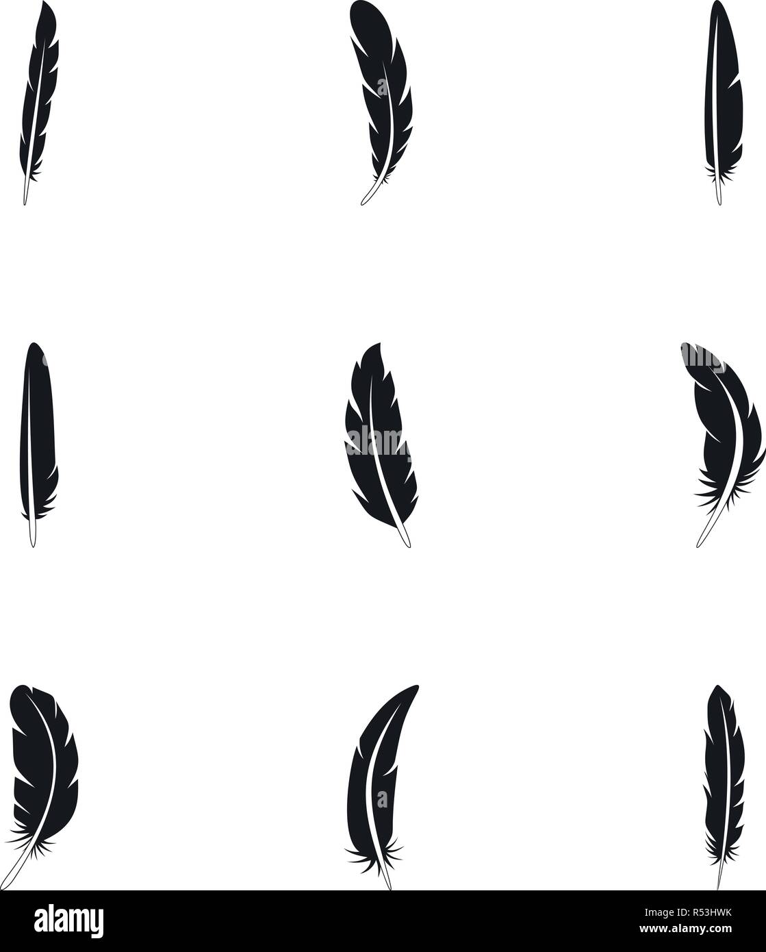 Aztec feather icon set. Simple set of 9 aztec feather vector icons for ...