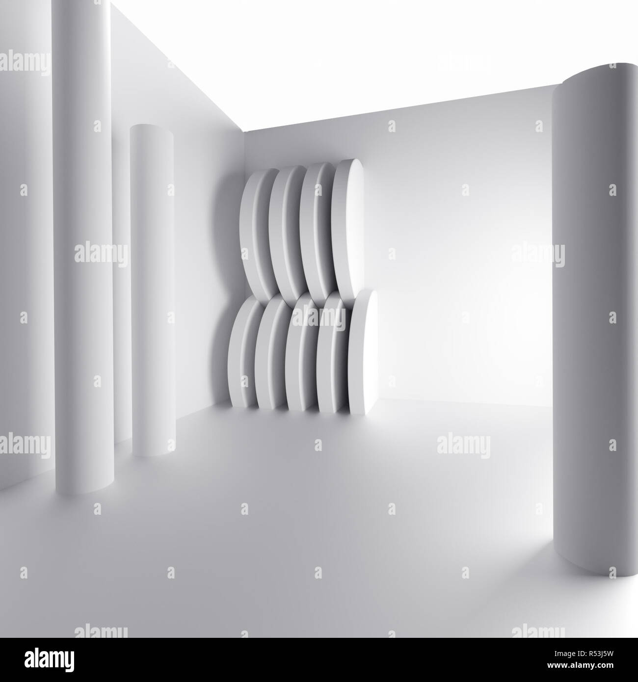 Futuristic Interior Background. White Abstract Living Room Concept ...