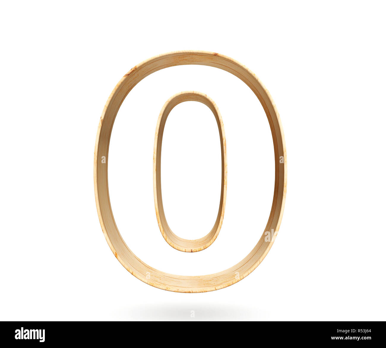 Decorative wooden alphabet digit zero symbol - 0. 3d rendering ...