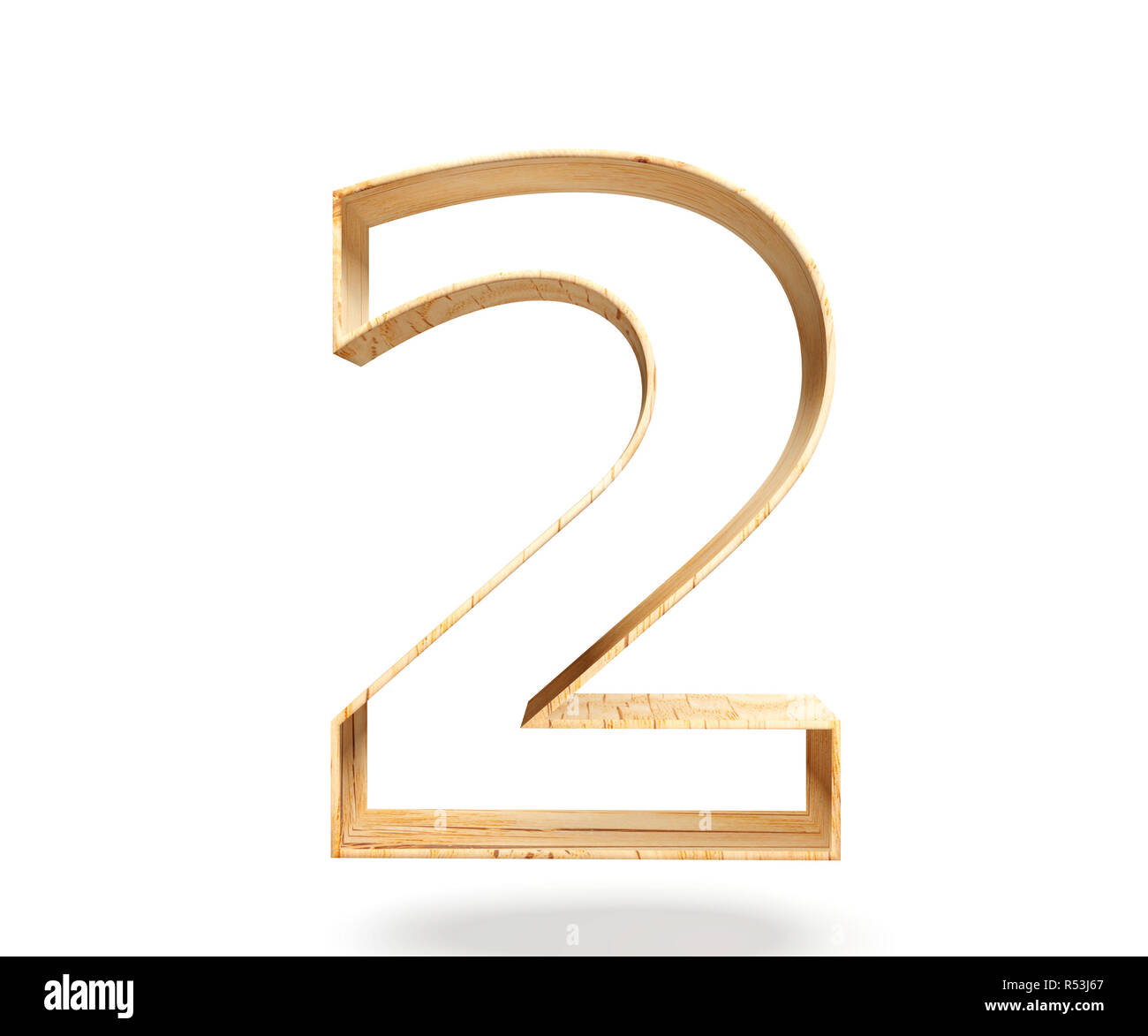 Decorative wooden alphabet digit two symbol - 2. 3d rendering ...