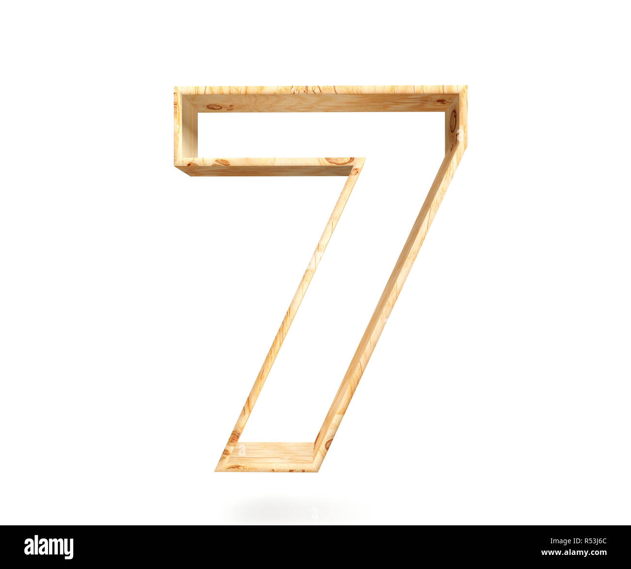 Decorative wooden alphabet digit seven symbol - 7. 3d rendering ...