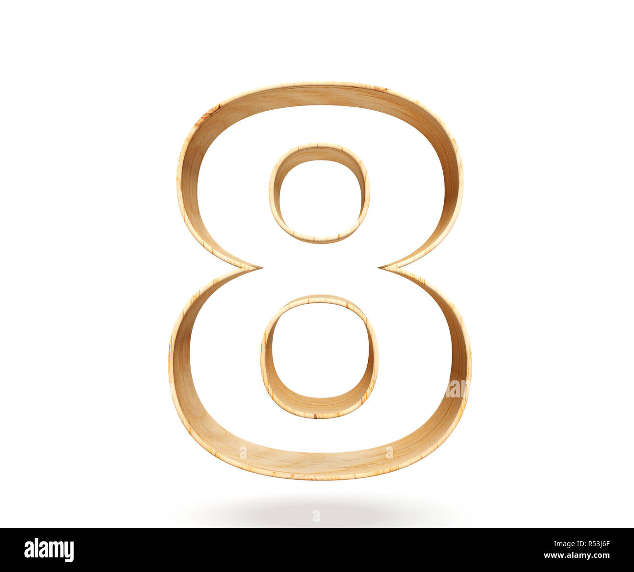 Decorative wooden alphabet digit eight symbol - 8. 3d rendering ...