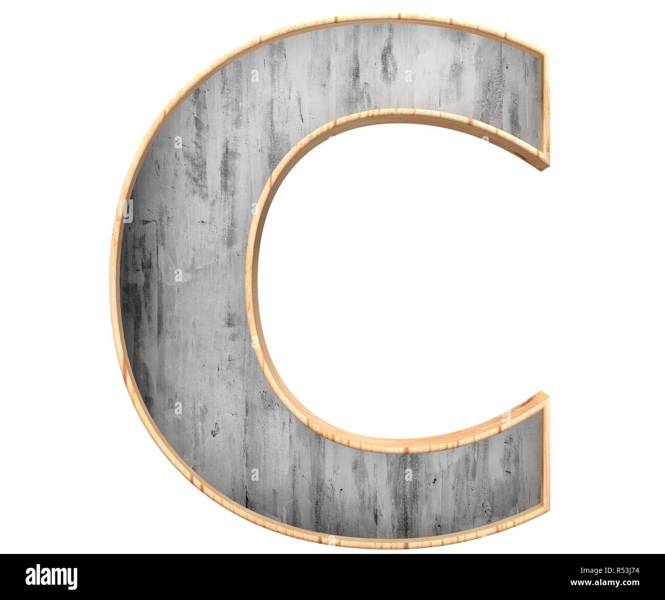 3D decorative concrete with wooden border Alphabet, capital letter C ...