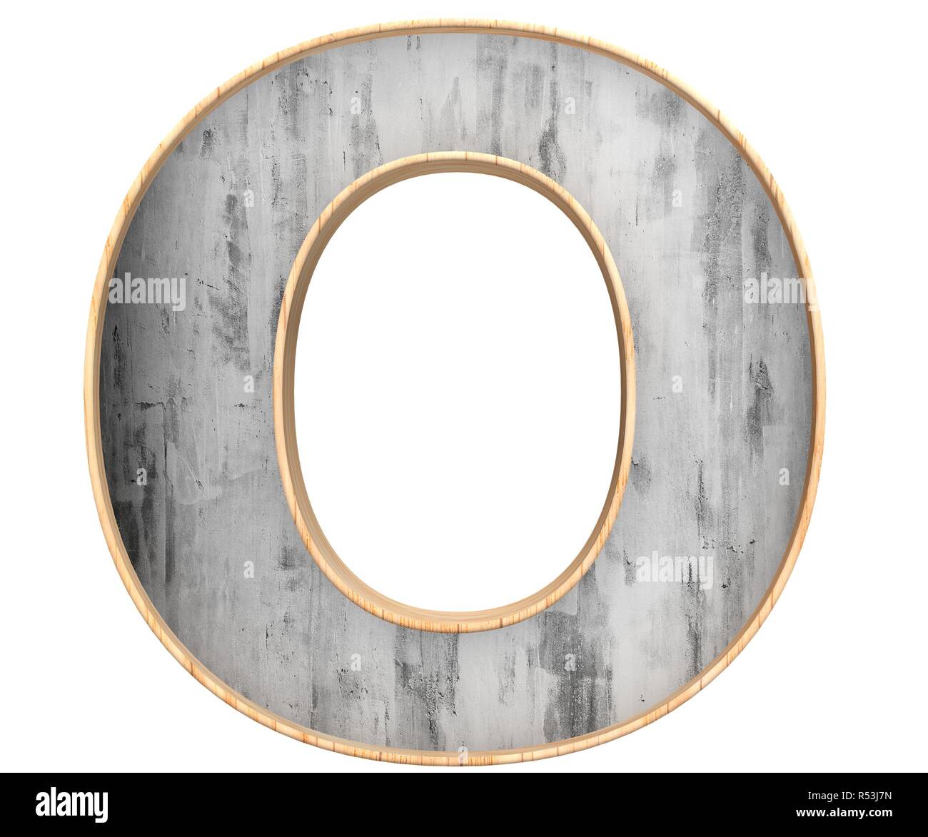 3D decorative concrete with wooden border Alphabet, capital letter O ...