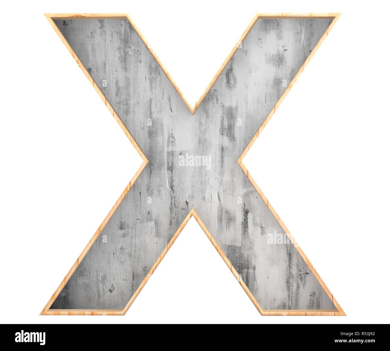3D decorative concrete with wooden border Alphabet, capital letter X ...