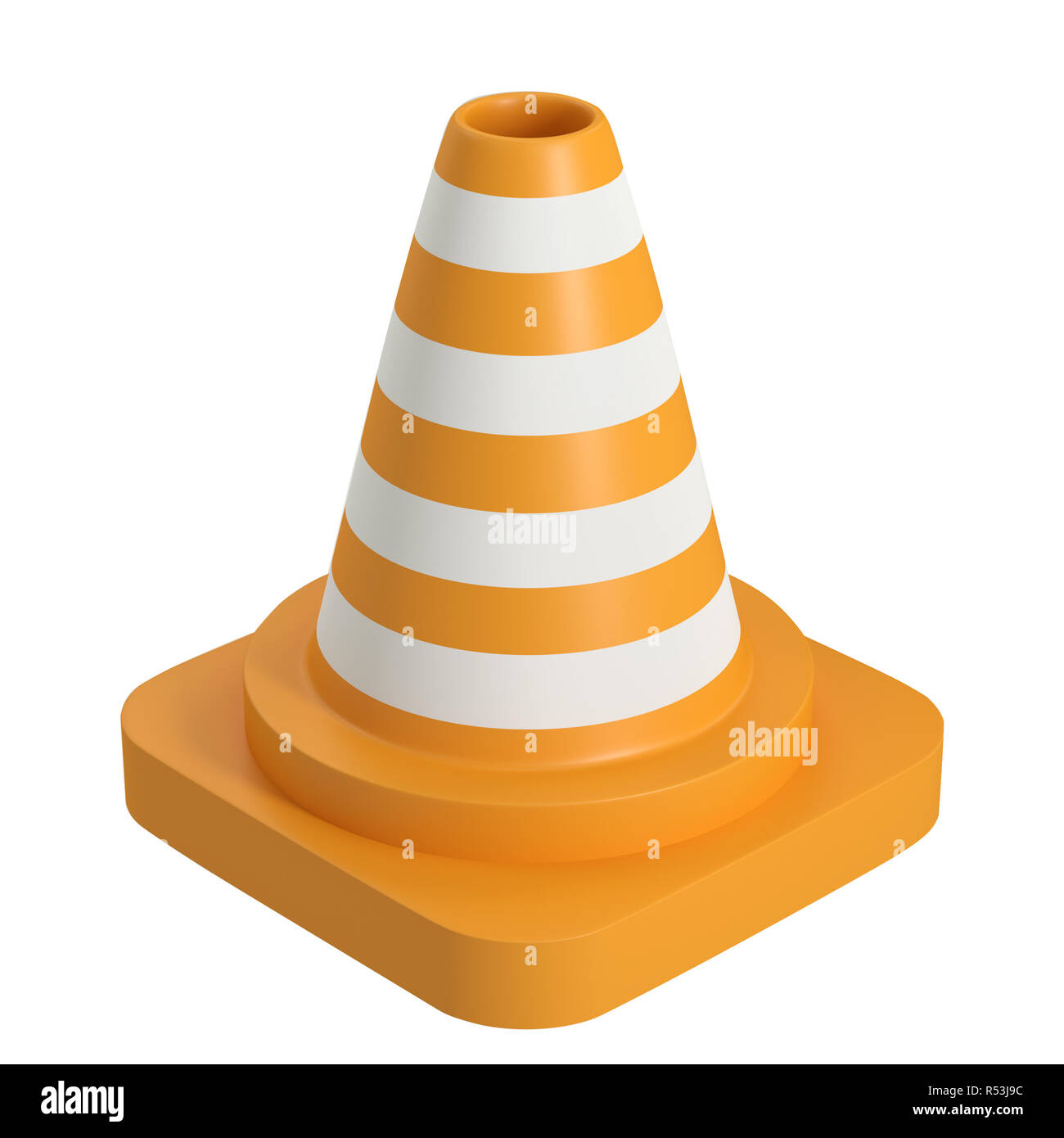 Traffic road cone top view. Road sign isolated on white background. 3d ...