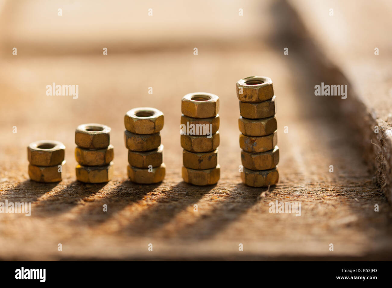 Graph of a Screw nuts. Growth concept Stock Photo - Alamy