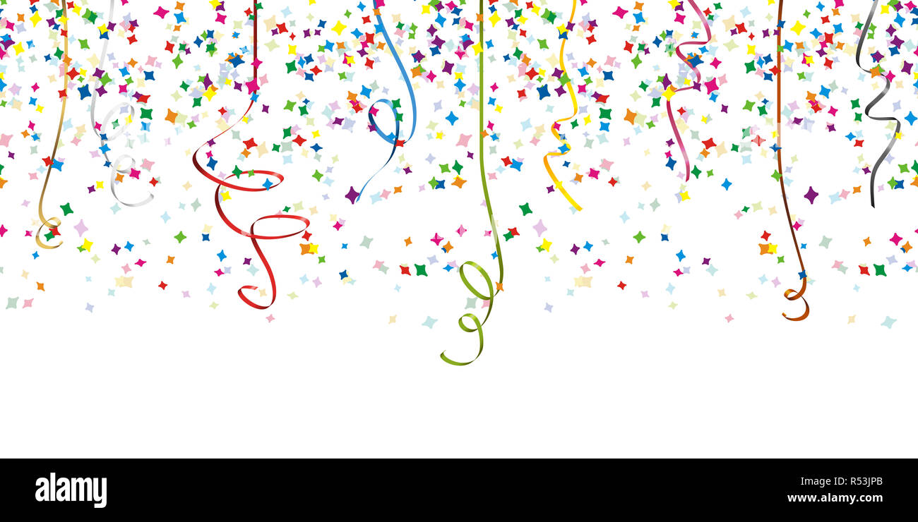 seamless confetti and streamer party background Stock Photo - Alamy