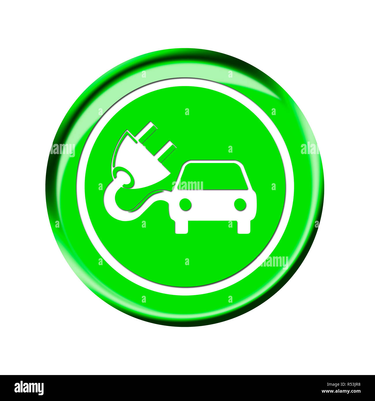 electric car symbol button Stock Photo - Alamy