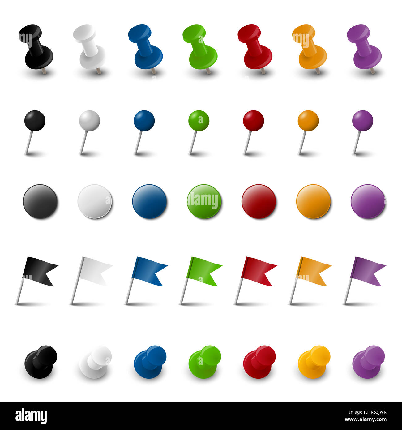 collection of pin needle office supplies Stock Photo - Alamy