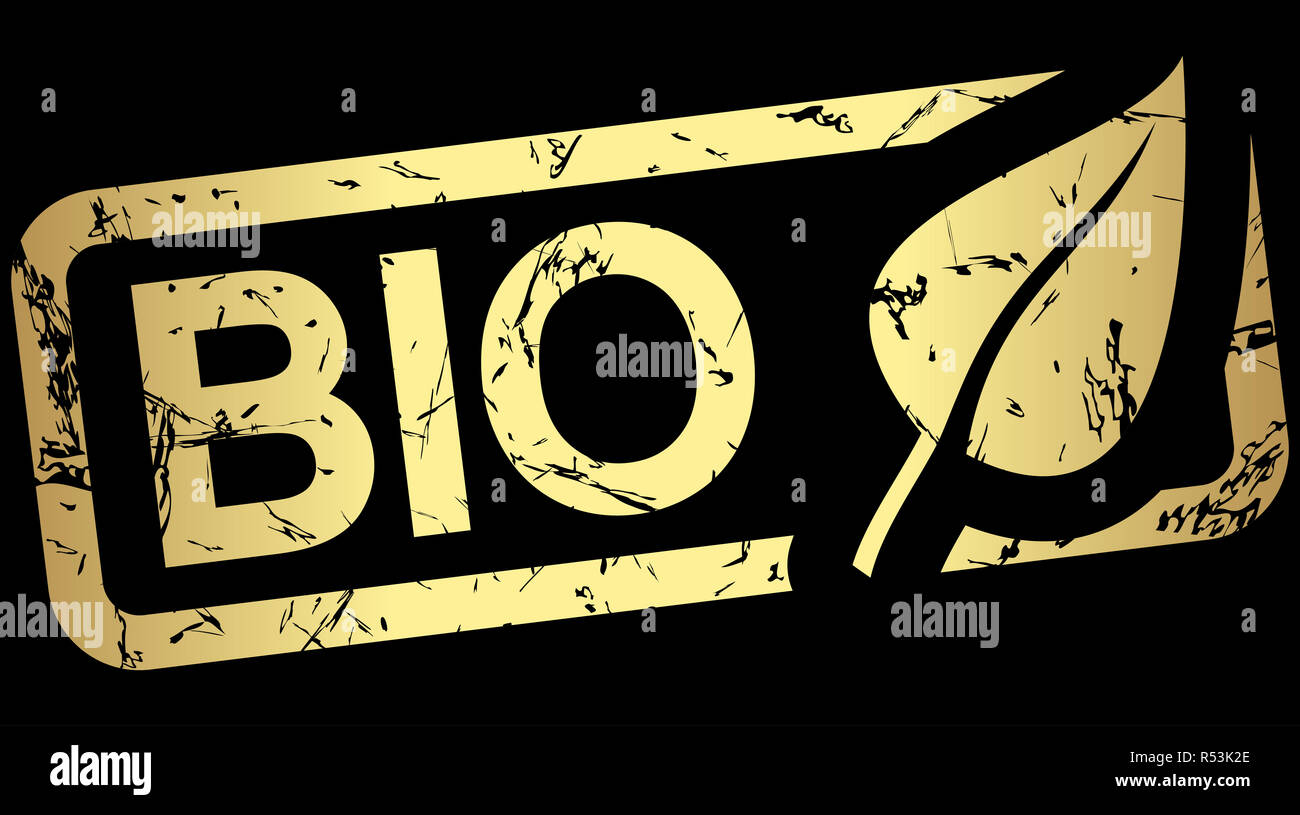 gold stamp with text bio Stock Photo - Alamy