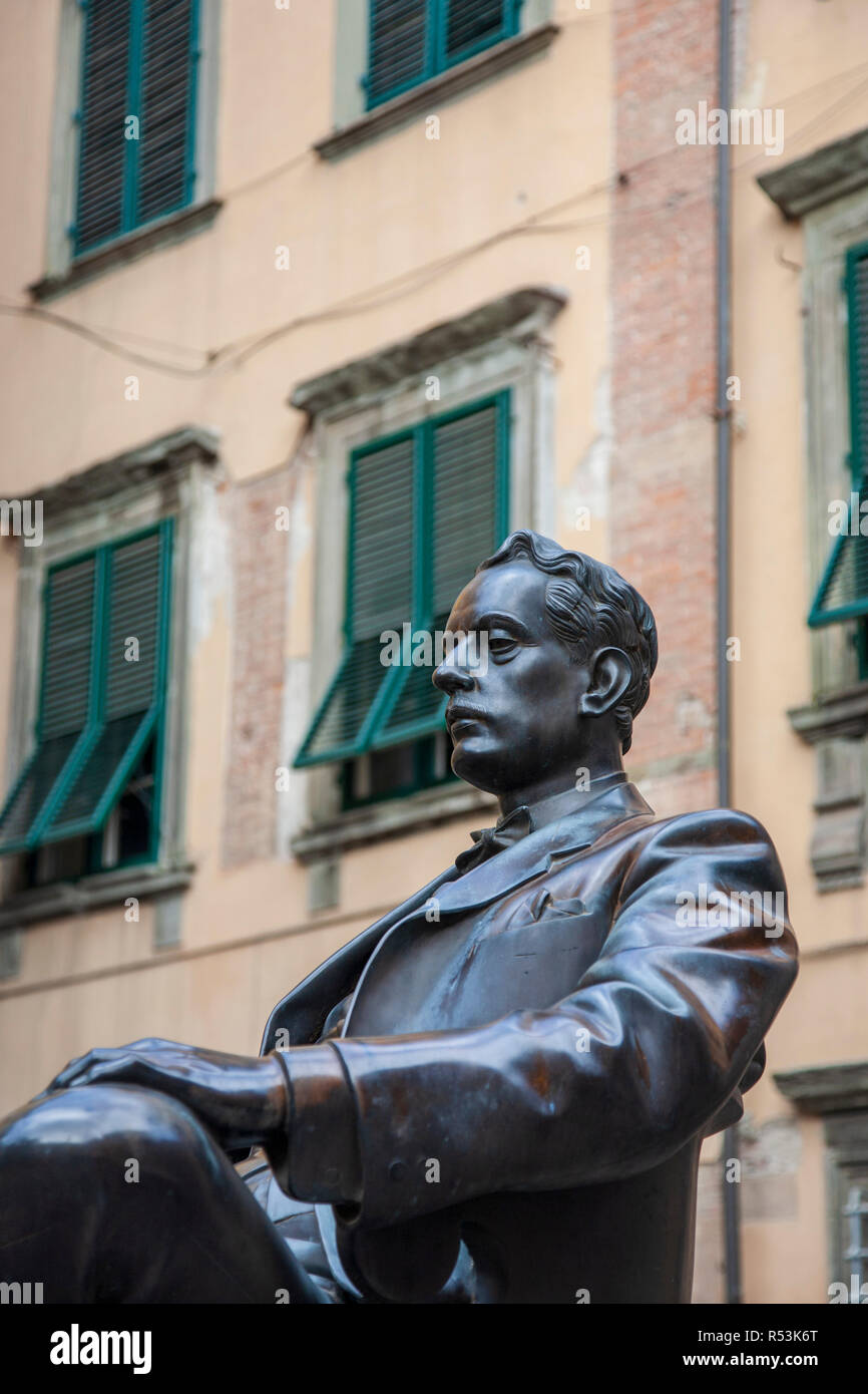 A statue of Giacomo Puccini outside the house where he was born in ...