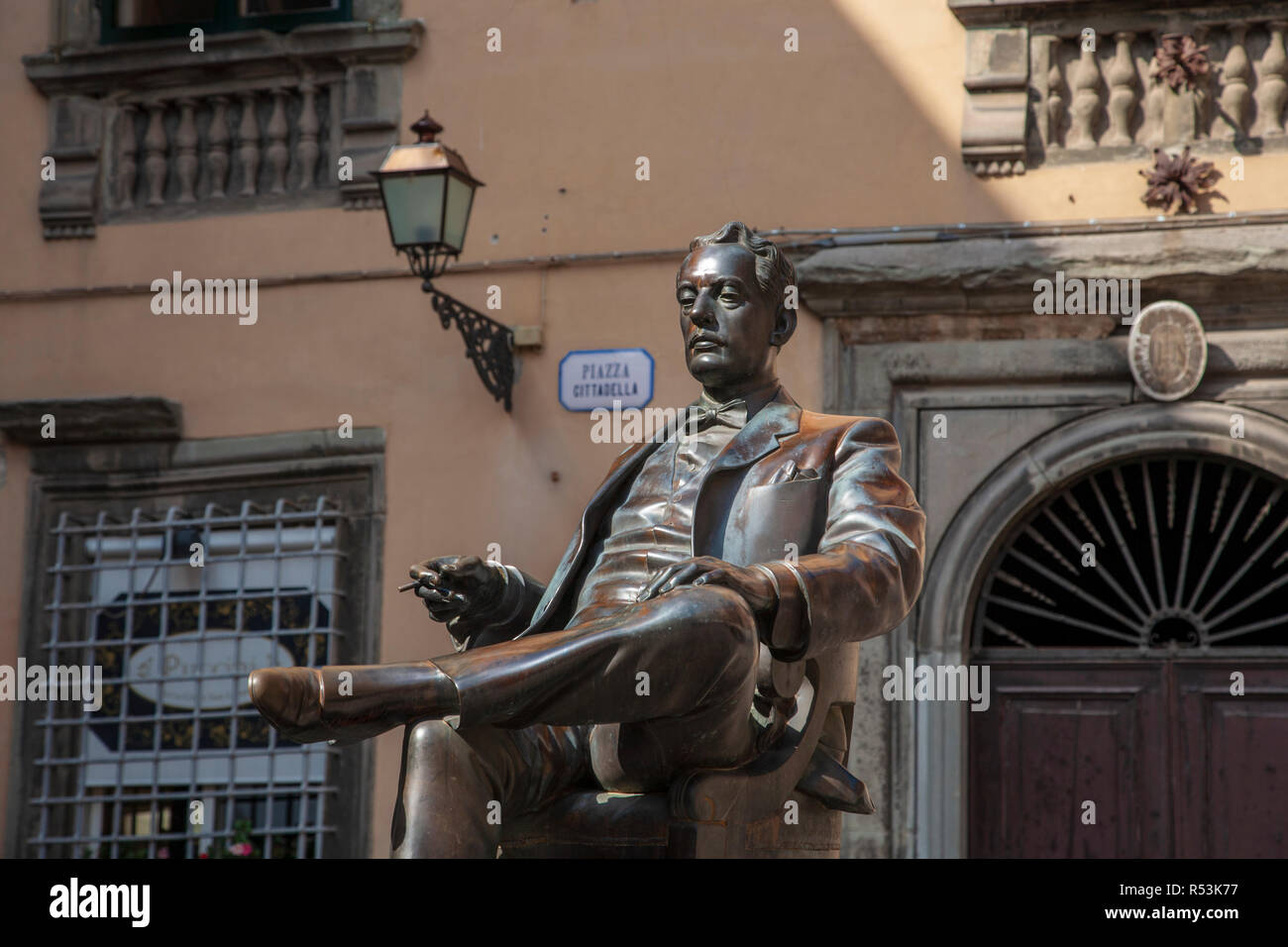 A statue of Giacomo Puccini outside the house where he was born in ...