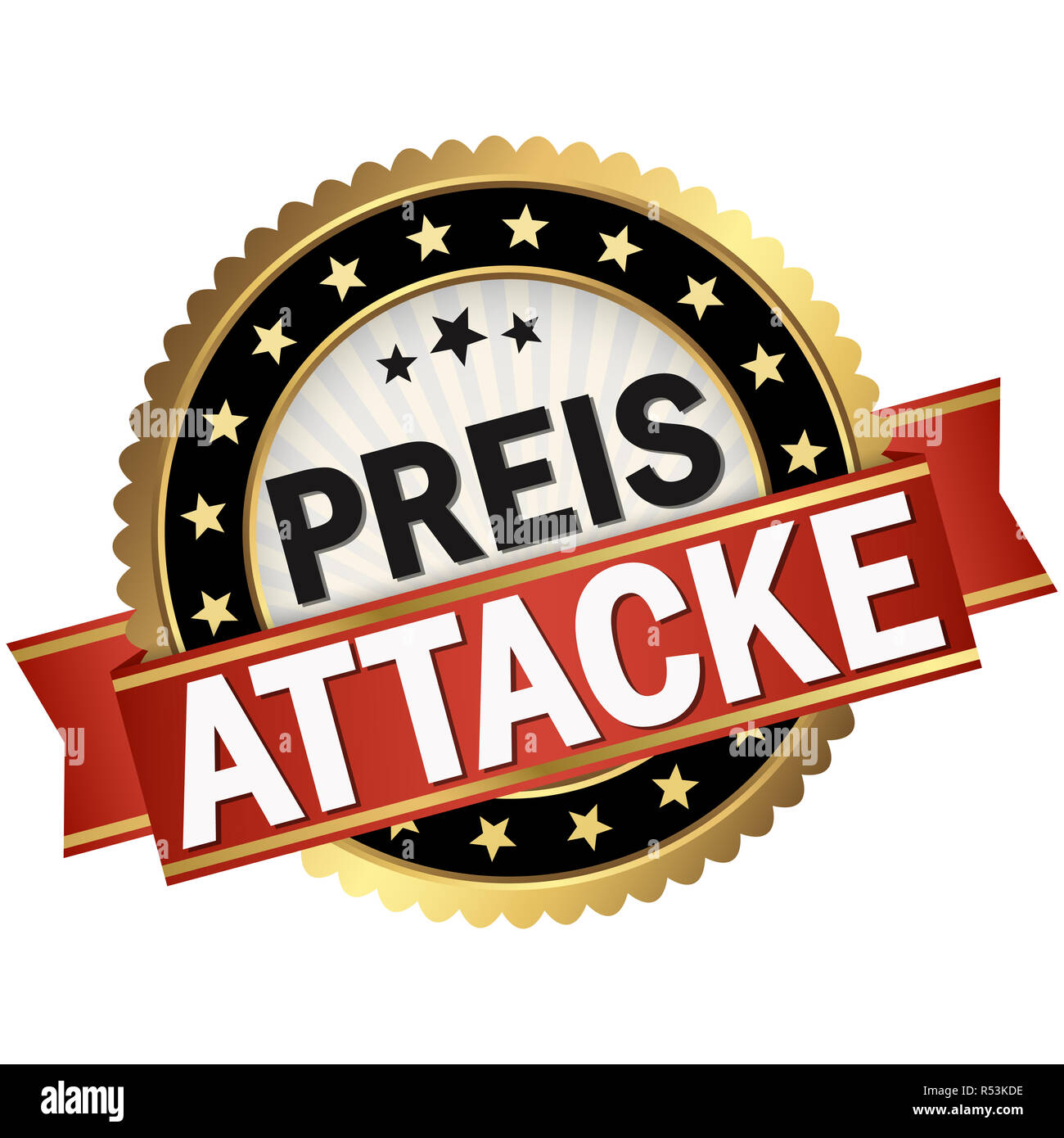 button with red banner price attack Stock Photo - Alamy