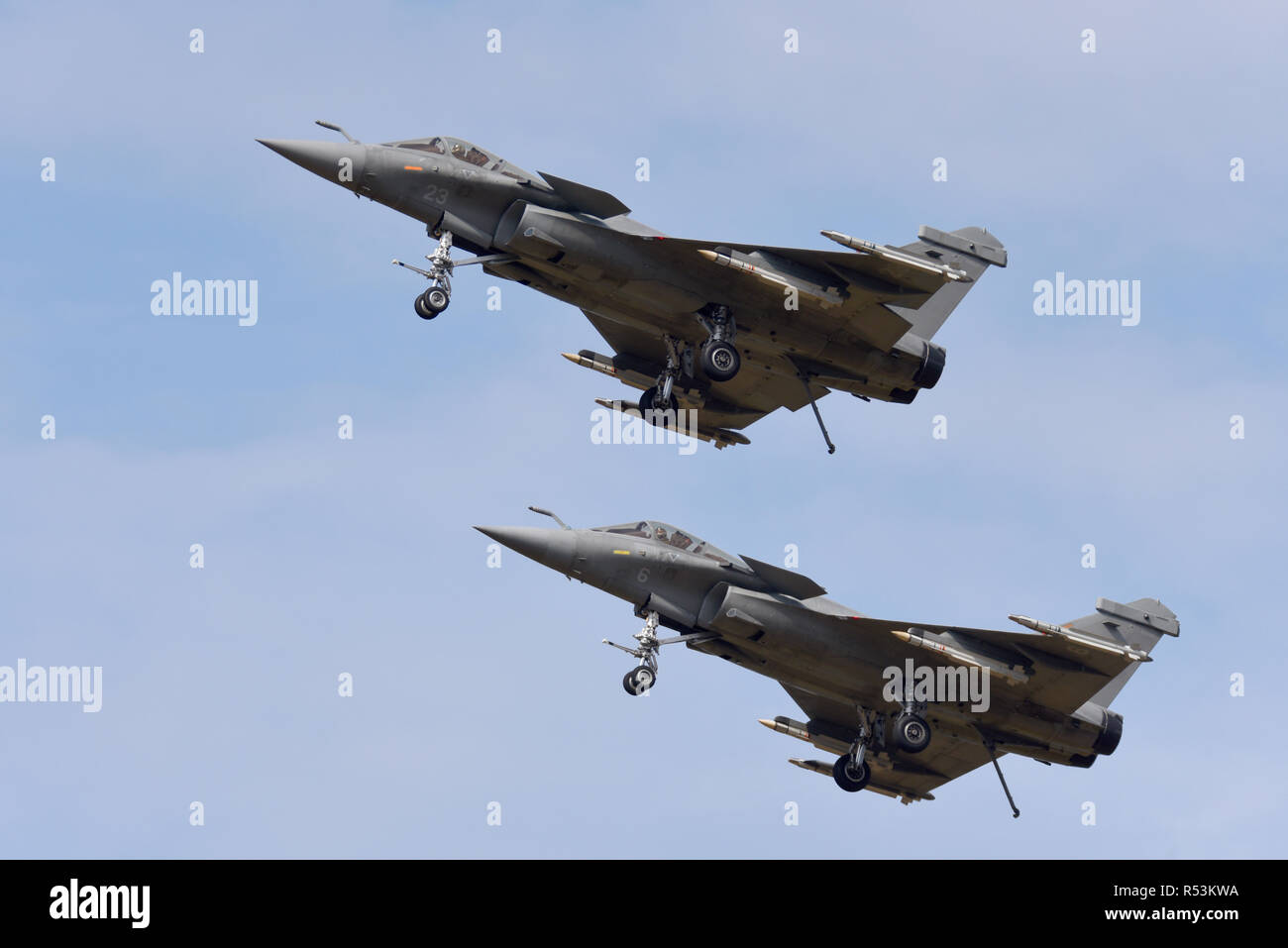 French Naval Aviation Aéronavale Dassault Rafale M jet planes flying at ...