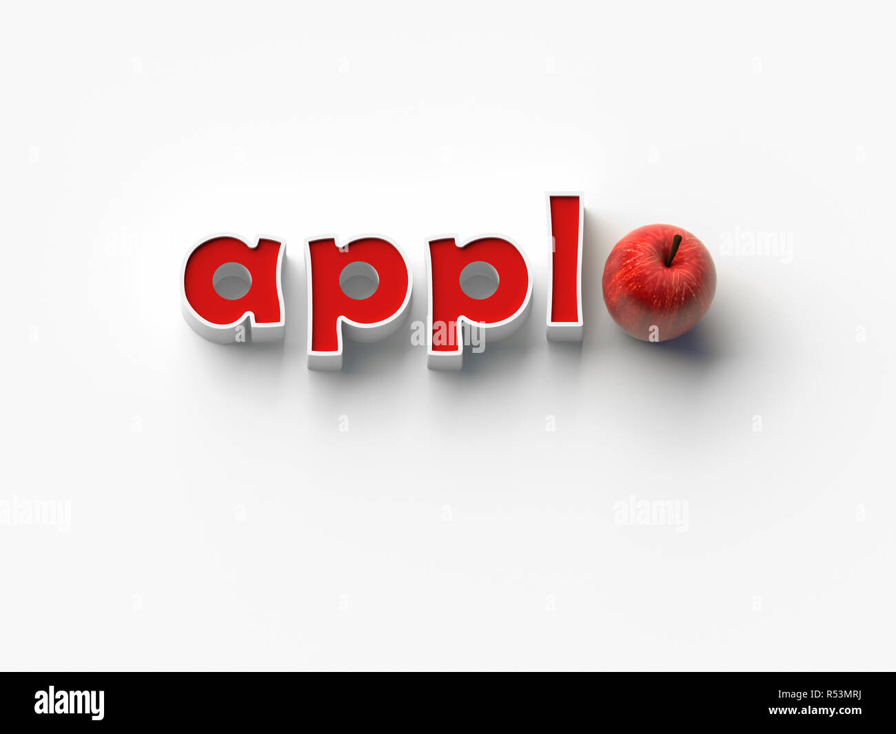 3D RENDERING WORDS 'appl' AND AN APPLE Stock Photo - Alamy