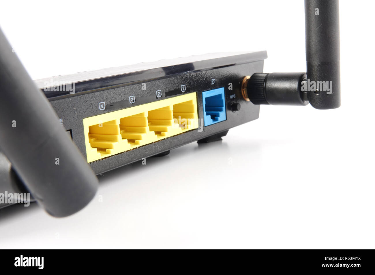 Modern wireless internet router isolated on white background Stock ...