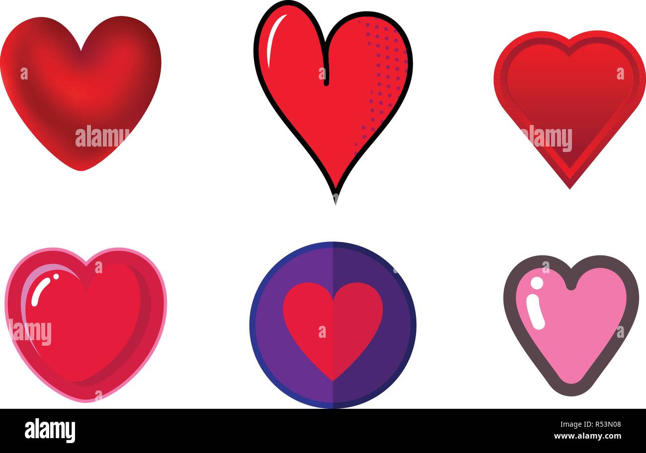 Illustration different styles love heart Stock Vector Images - Alamy