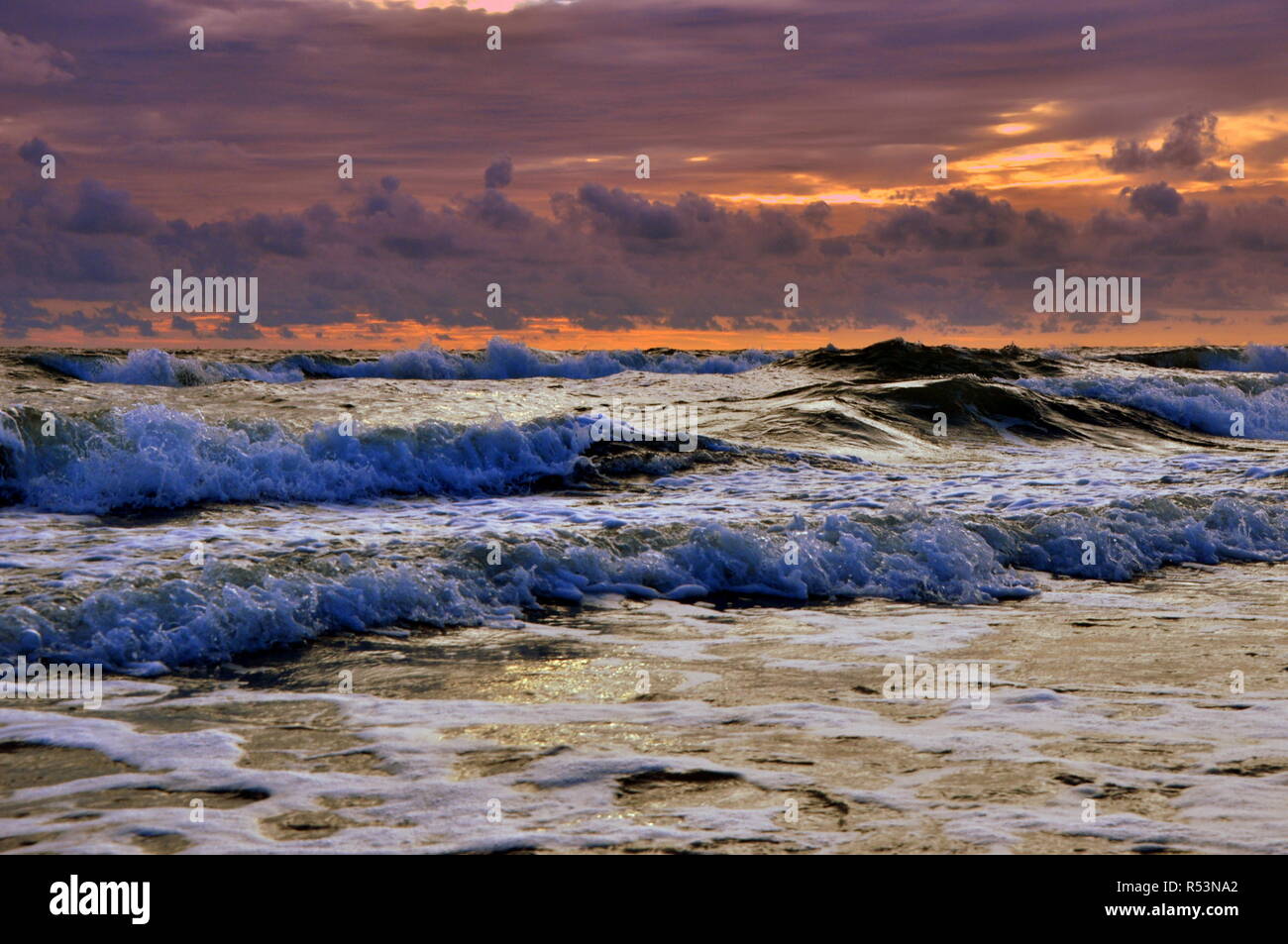 roaring waves on the baltic sea coast in front of palanga Stock Photo ...